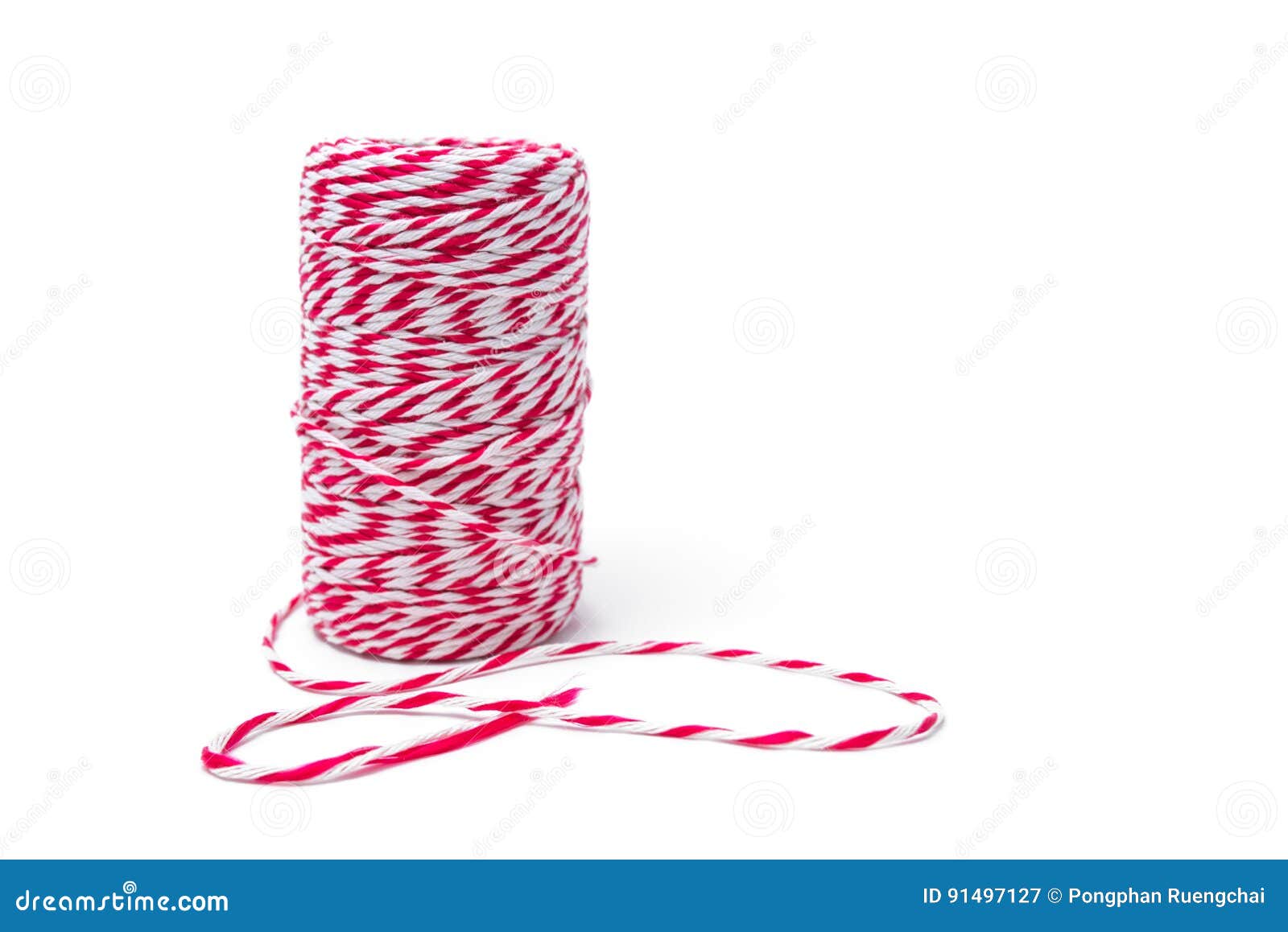 Red and white rope roll stock image. Image of yarn, knot - 91497127