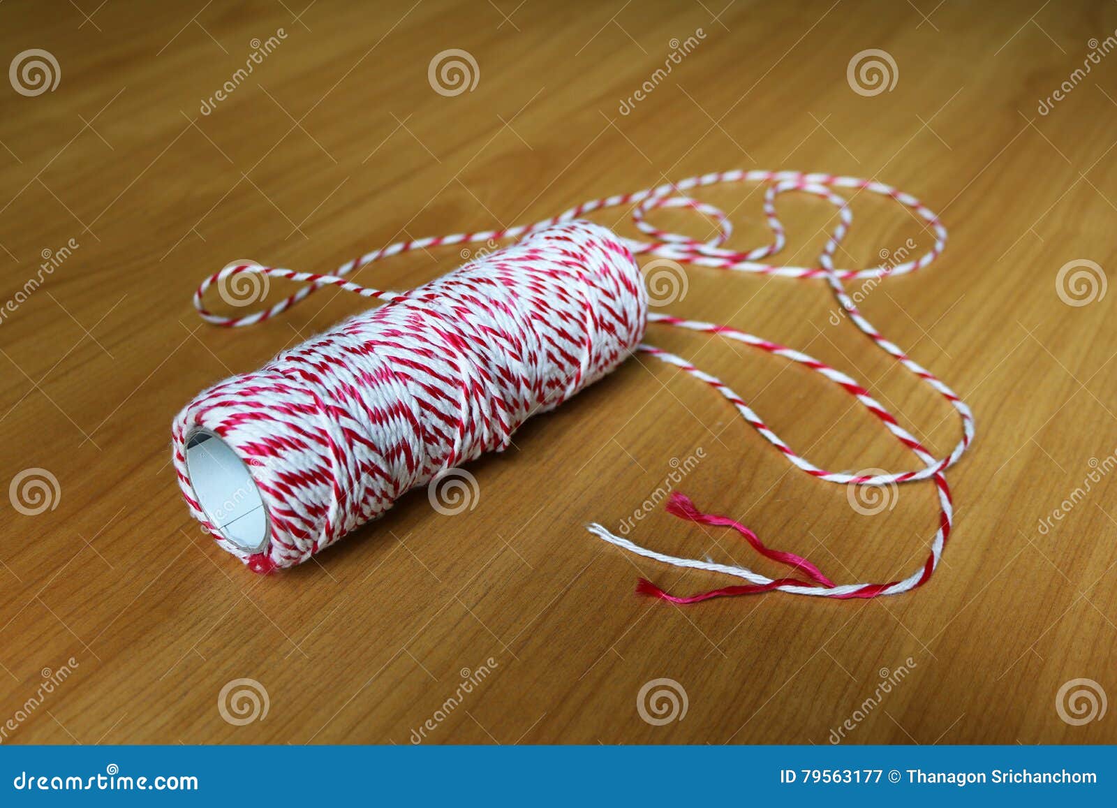 Red and White Rope on the Table. Stock Image - Image of cord ...