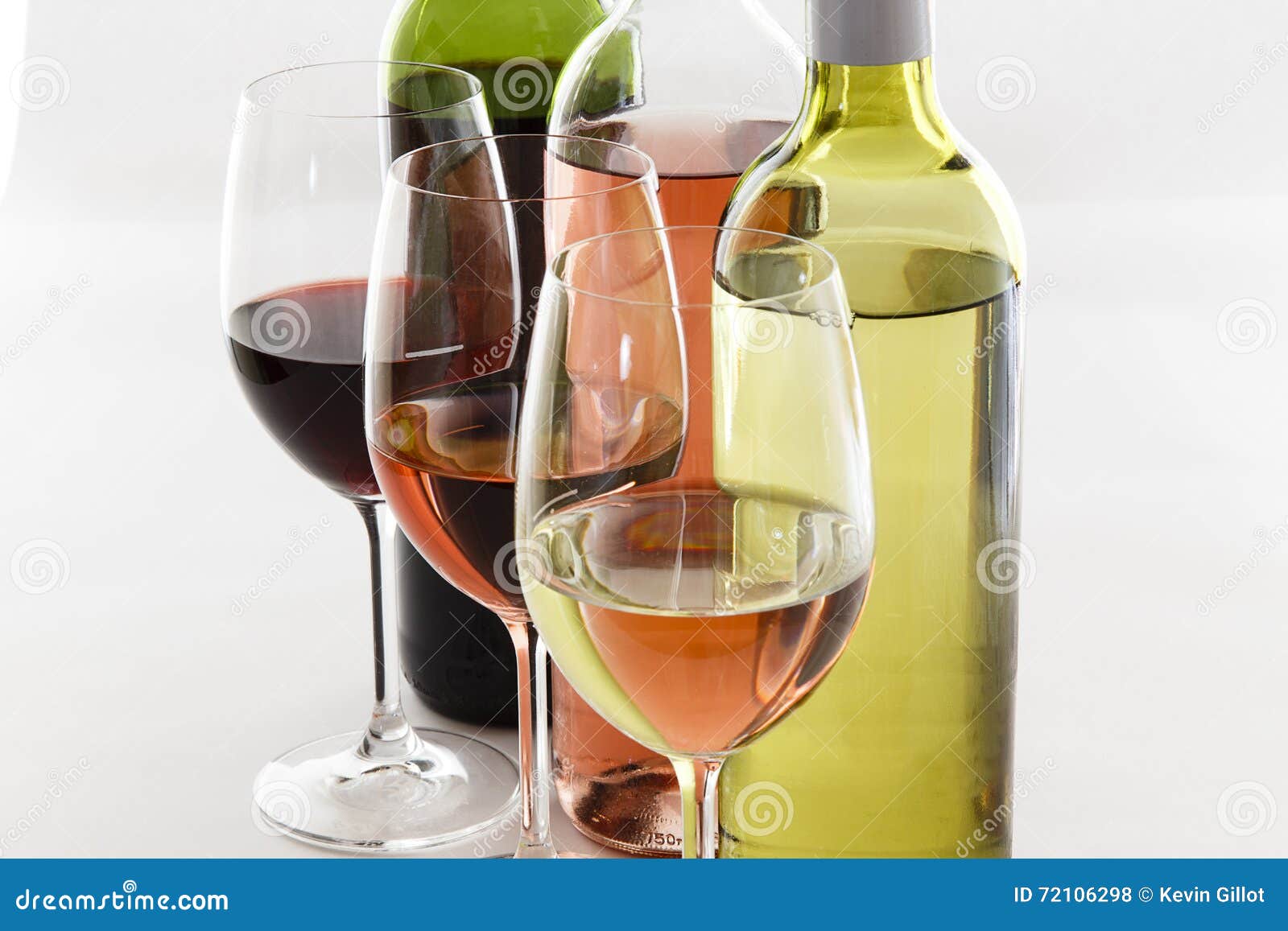 Red, White & Rose Wine with Glasses Stock Photo - Image of corkscrew ...