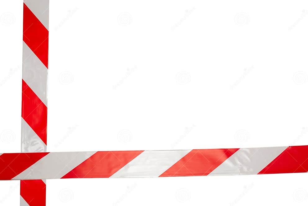 Red and White Safety Line Isolated on White Stock Photo - Image of ...