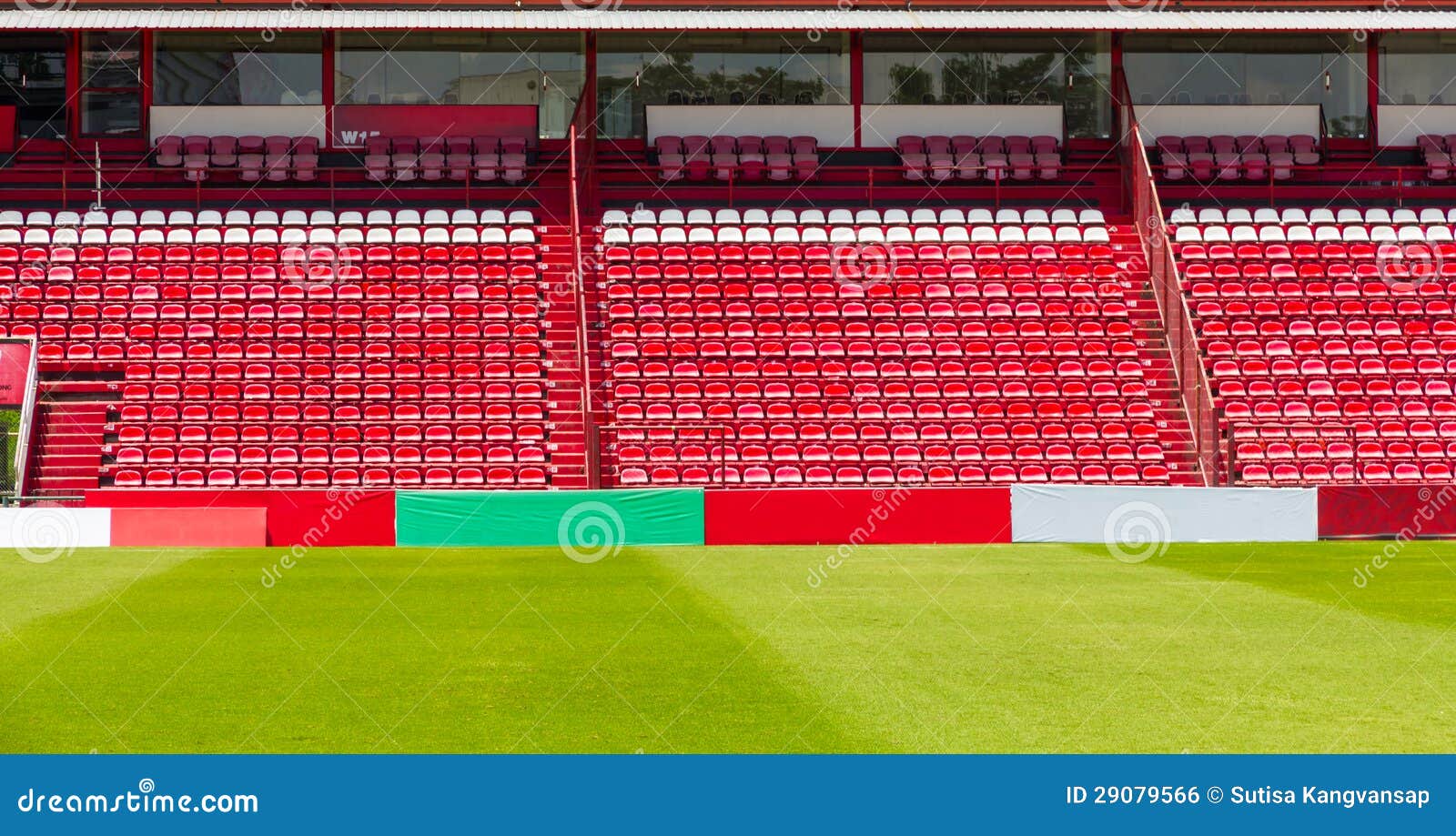 Red and White Seats in Stadium Stock Photo - Image of football, race ...