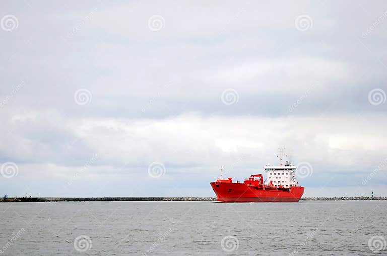 Red and White Ship Sailing in the Sea Stock Photo - Image of boat ...