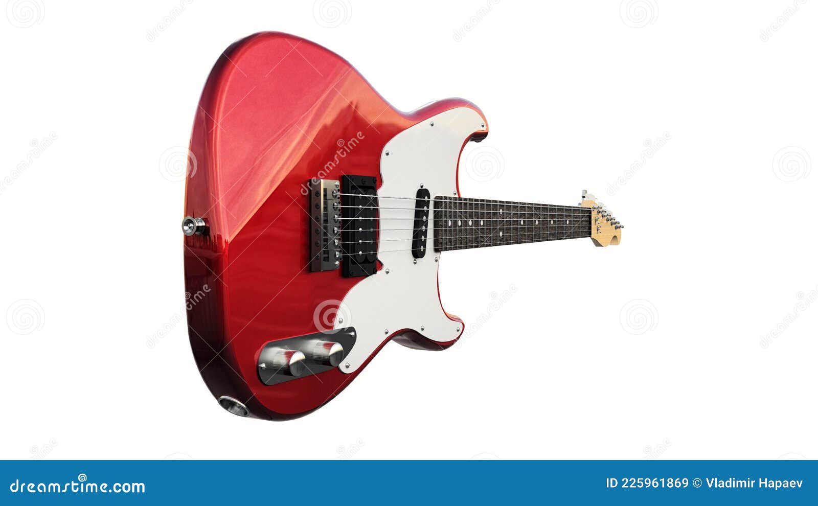 Red and White Six-string Electric Guitar on a White Isolated Background ...