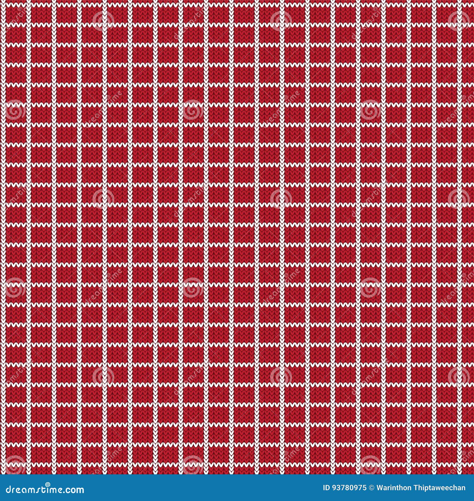 Red and White Square Grid Knitting Pattern Background Stock Vector ...