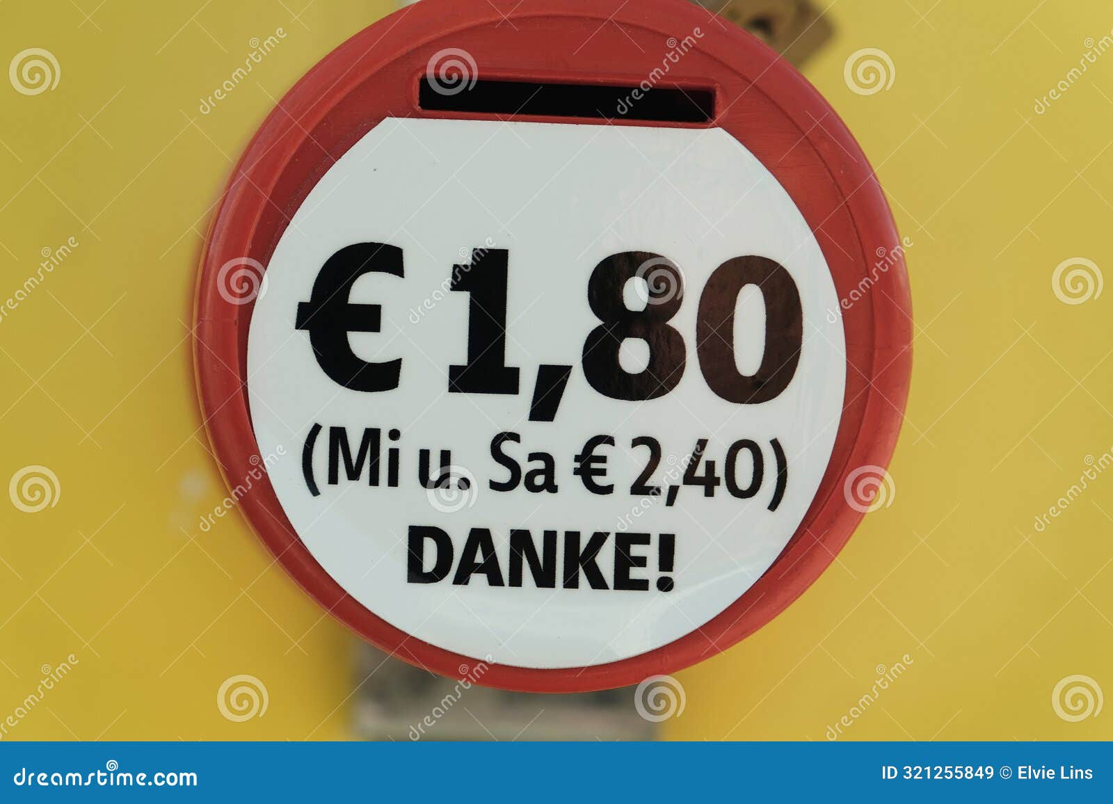 Box with Price Tag of the Newspaper in Europe that Says 1.80 Euros ...