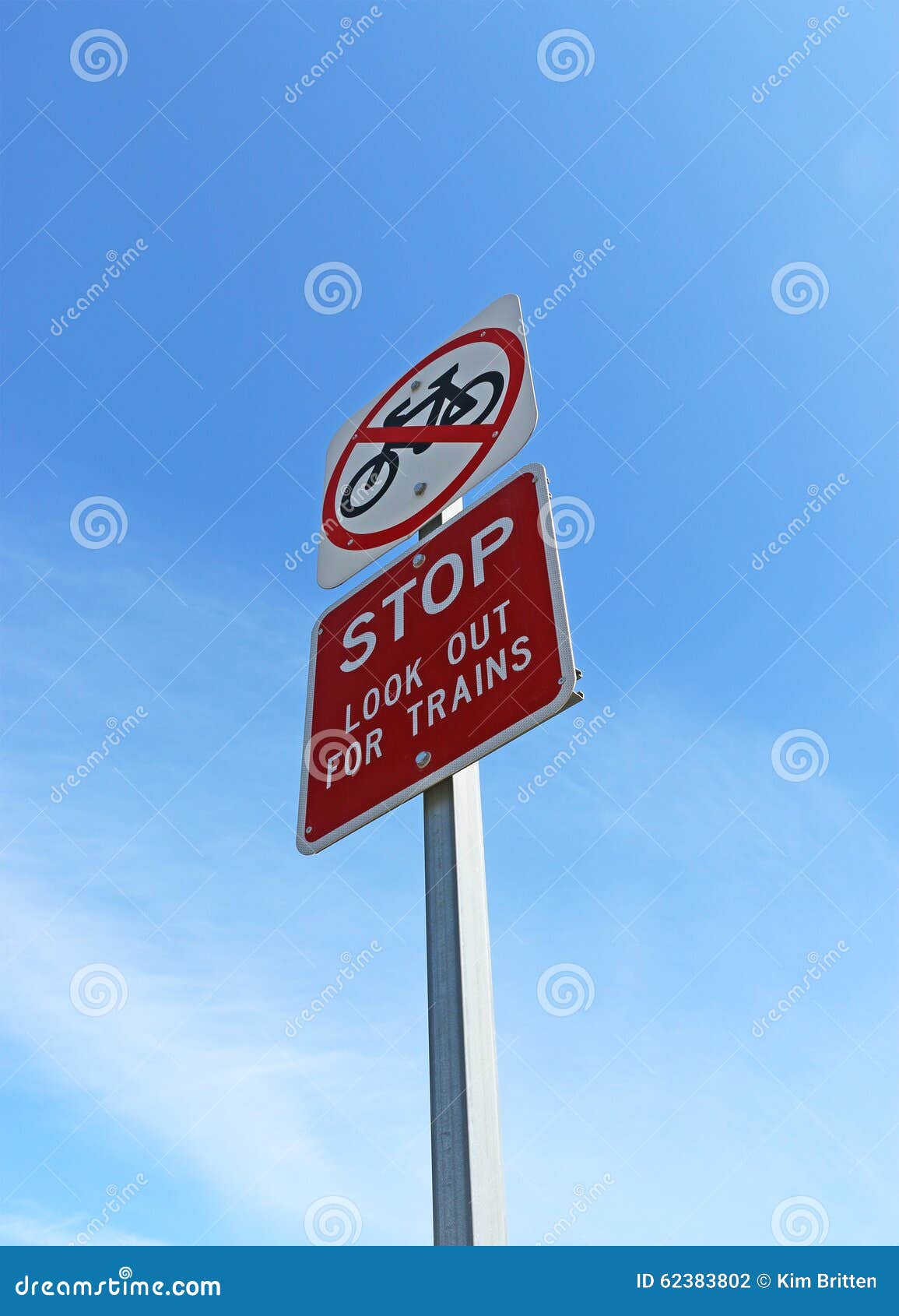 Red and White Stop Look Out for Trains Sign Stock Photo - Image of ...