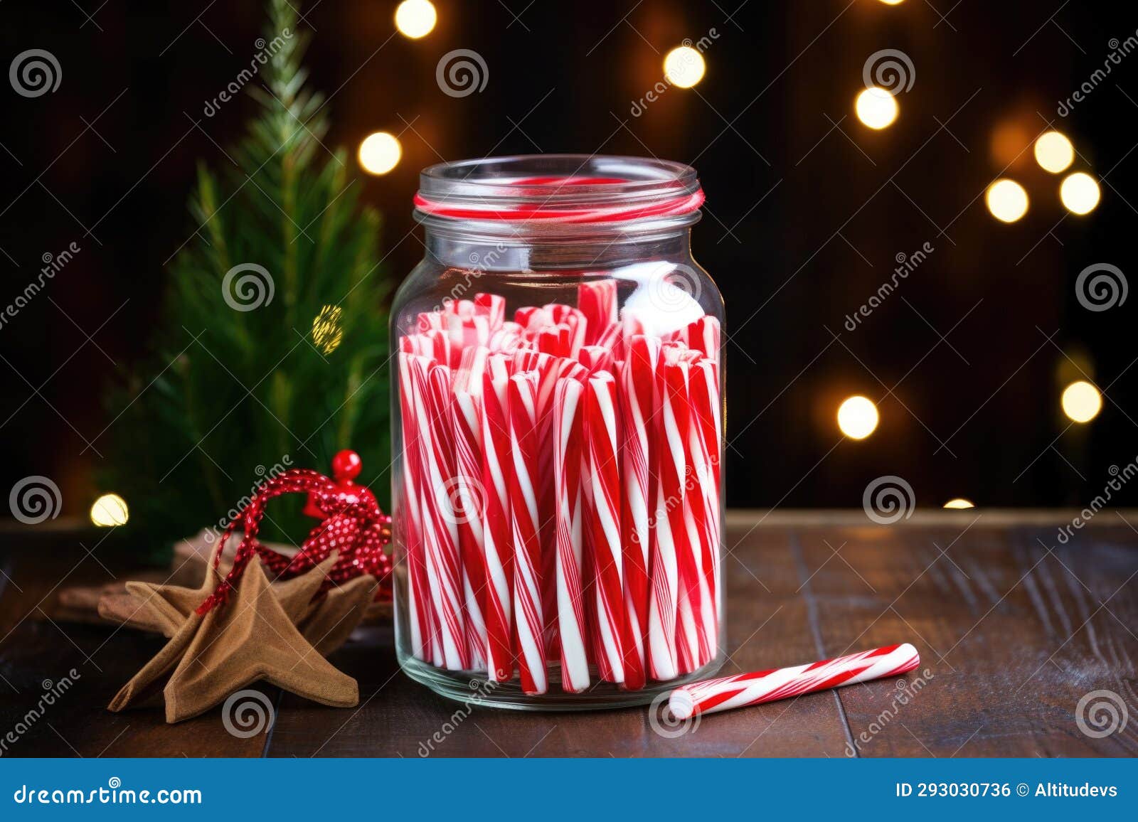 Red and White Striped Candy Canes in Jar Stock Photo - Image of ...