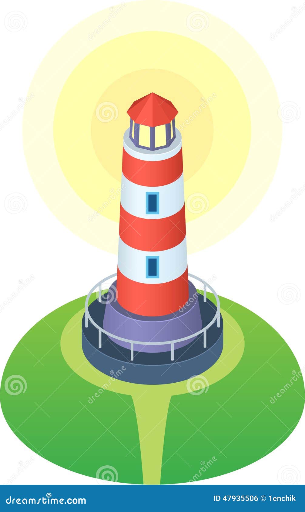 Red and White Striped Cartoon Style Lighthouse Stock Vector ...