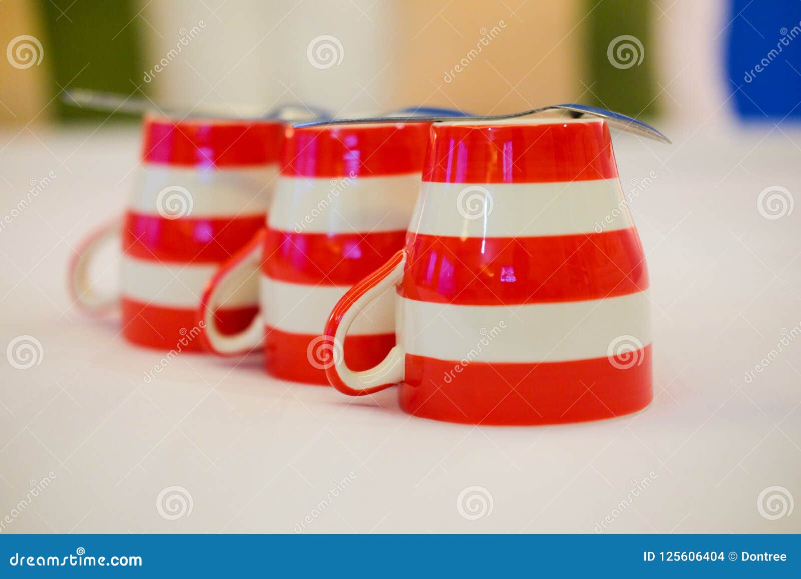 Red and White Striped Ceramic Cup Stock Photo - Image of food, liquid ...