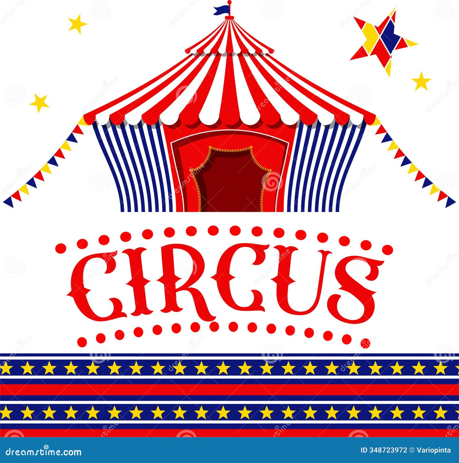 Red and White Striped Circus with Text Stock Illustration ...