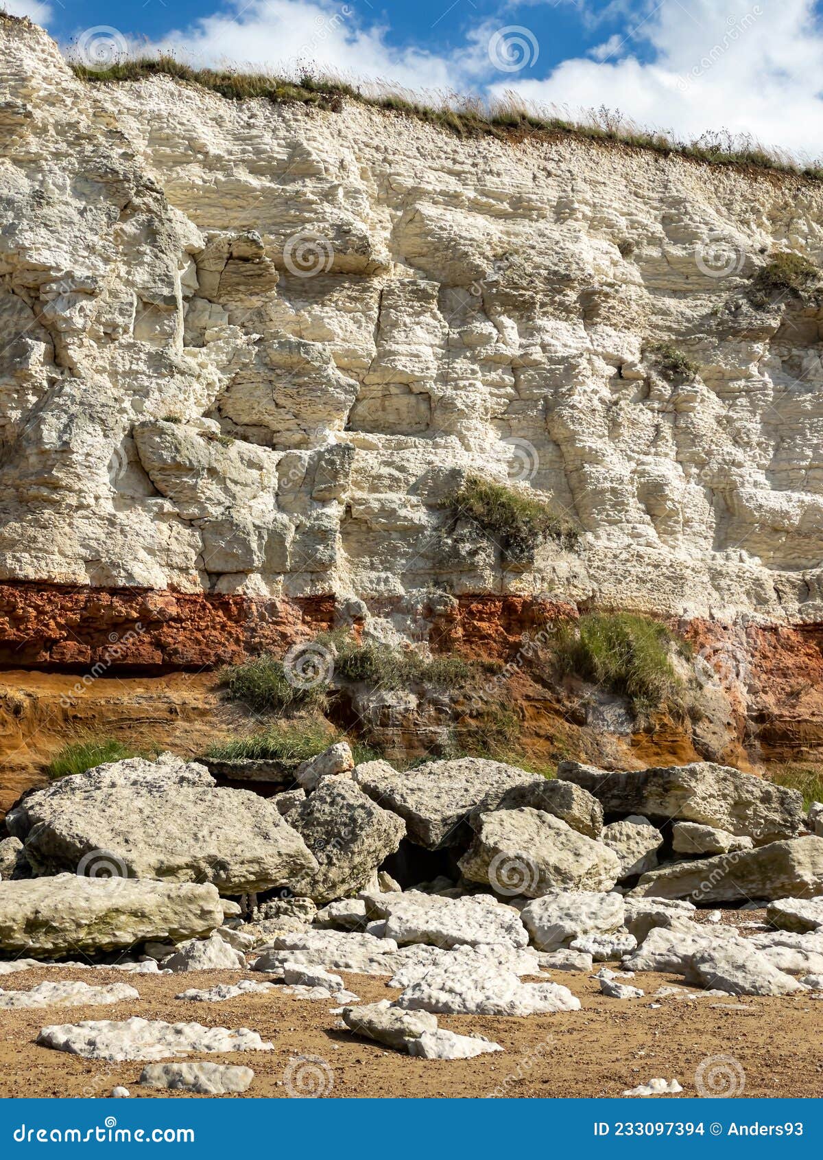 Red and White Striped Cliffs at Hunstanton, Norfolk, Caused by Layers ...