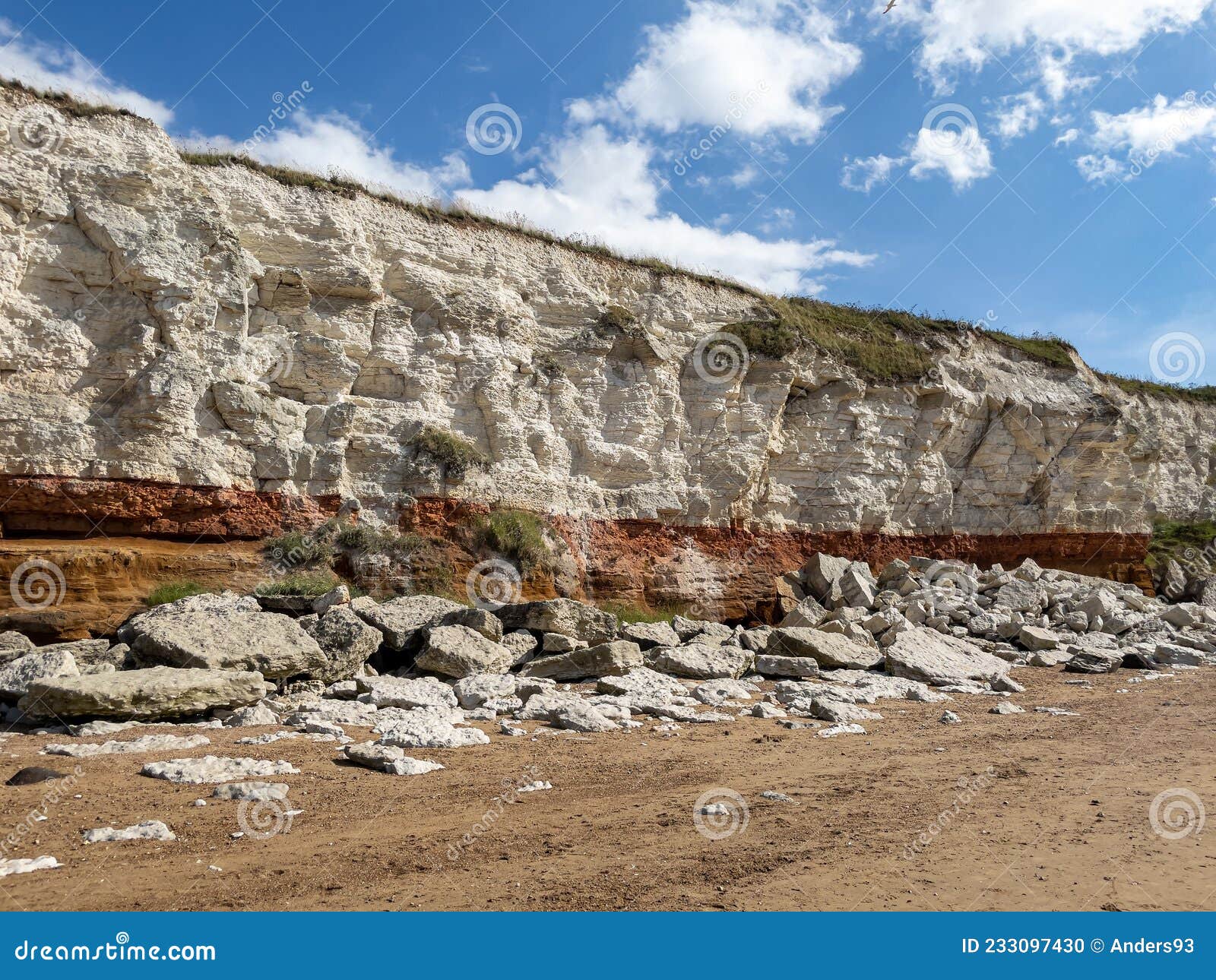Red and White Striped Cliffs at Hunstanton, Norfolk, Caused by Layers ...