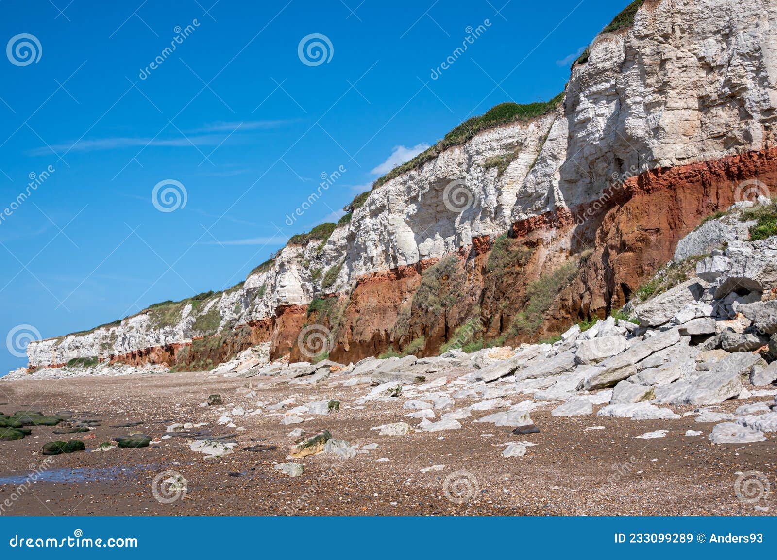 Red and White Striped Cliffs at Hunstanton, Norfolk, Caused by Layers ...