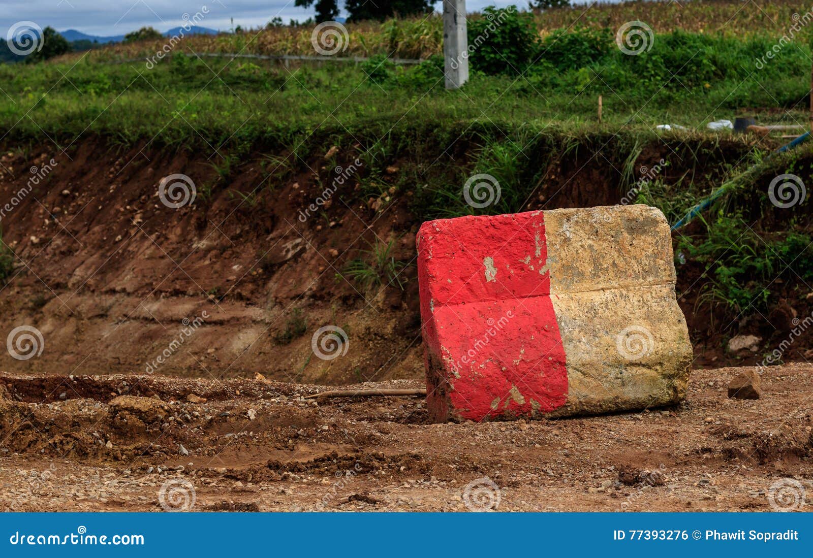Red and White Striped Concrete Road Stock Photo - Image of background ...