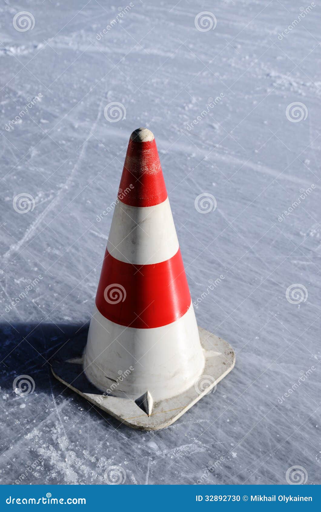 Red White Striped Cones on the Ice Rink Stock Photo - Image of sport ...