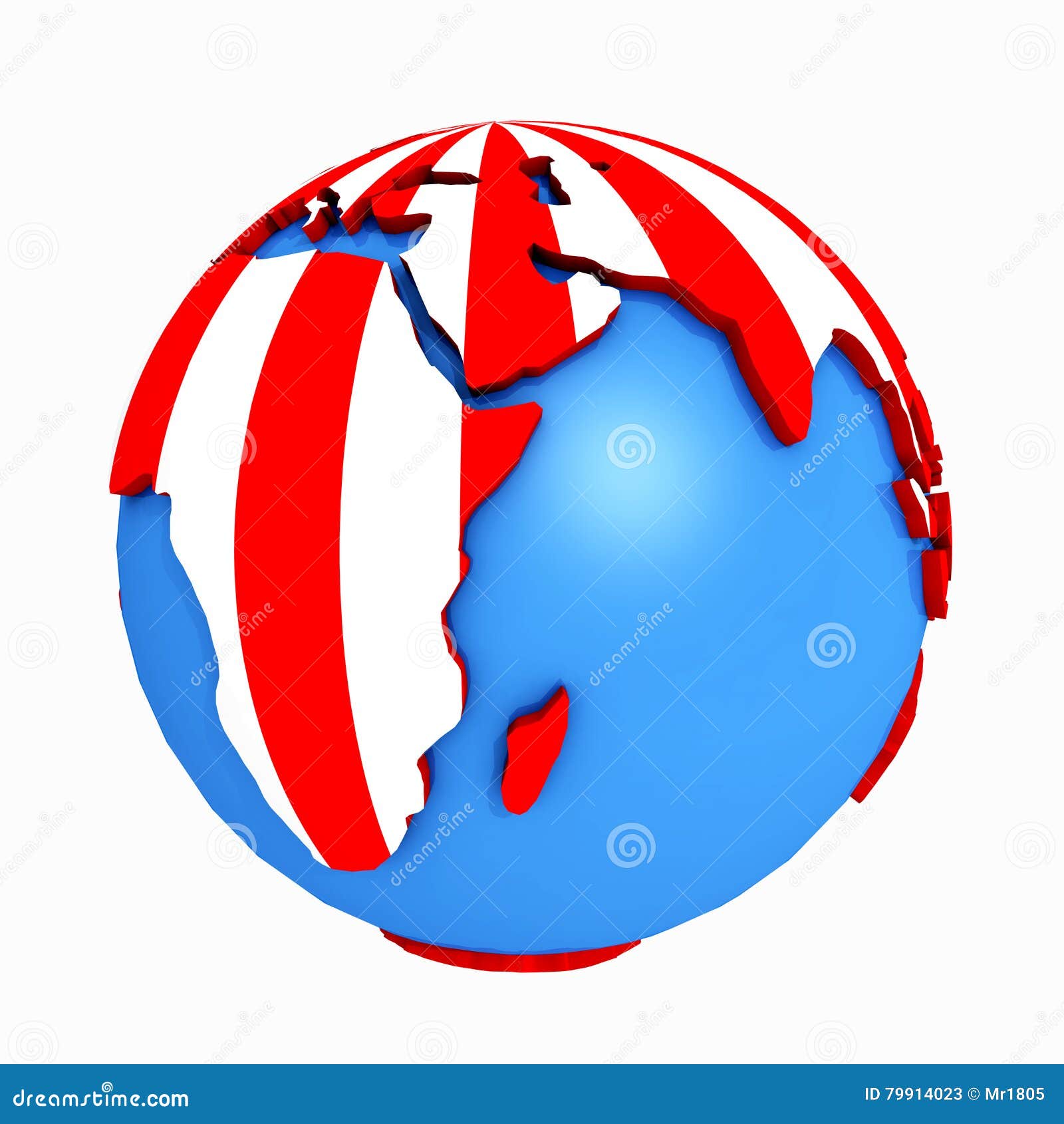 Red white striped globe stock illustration. Illustration of planet ...