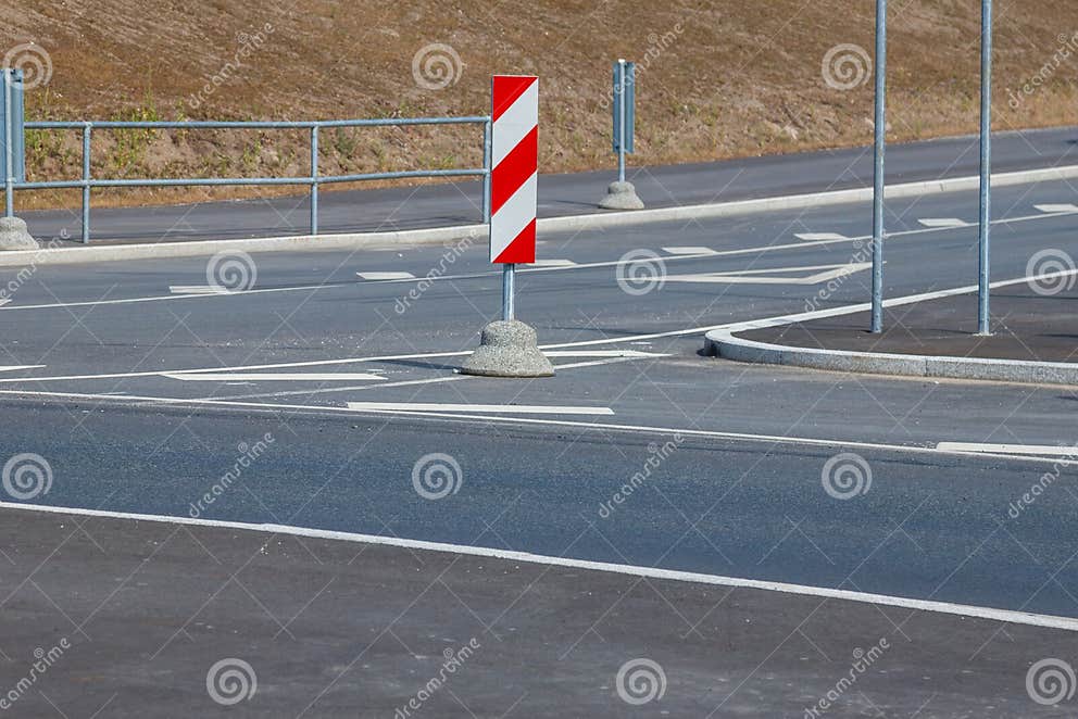 Red and White Striped Road Signs Stock Image - Image of danger ...