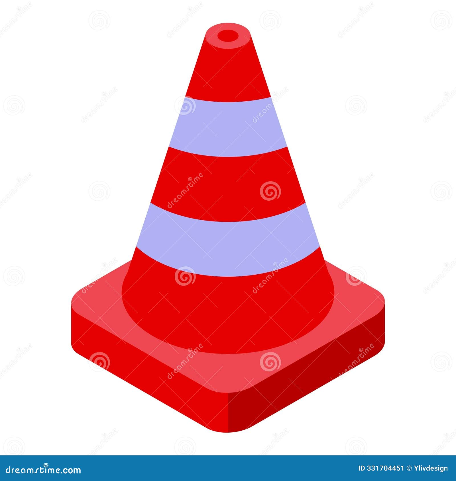Red and White Striped Traffic Cone Standing Upright Stock Vector ...