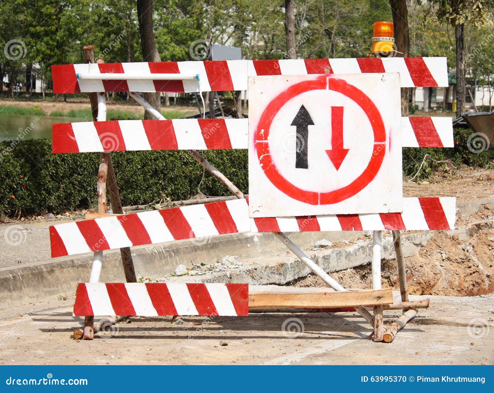 Red and White Striped Under Construction Stock Photo - Image of ...