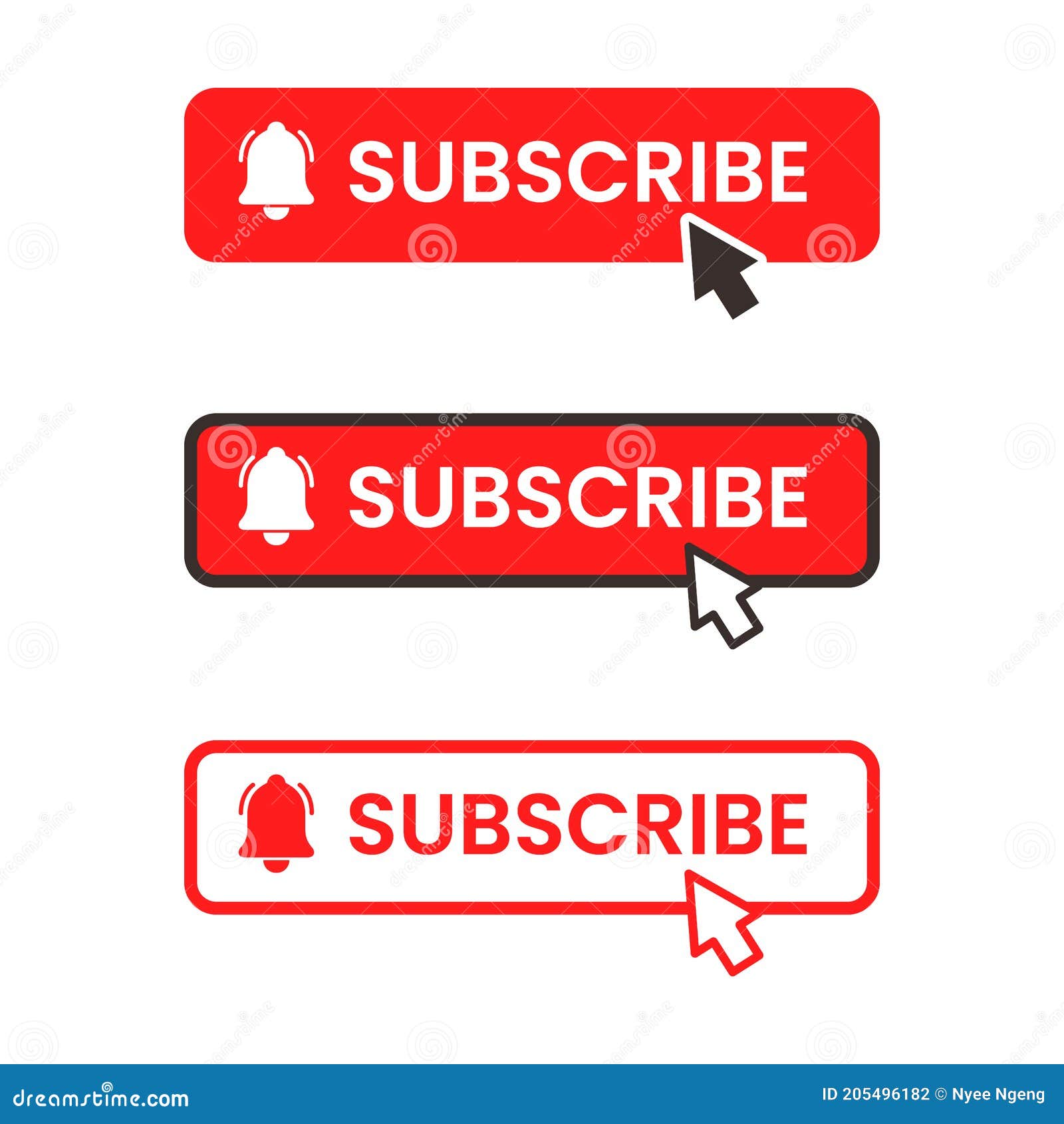 Red and White Subscribe Button with Pointer and Hand Cursor Stock ...