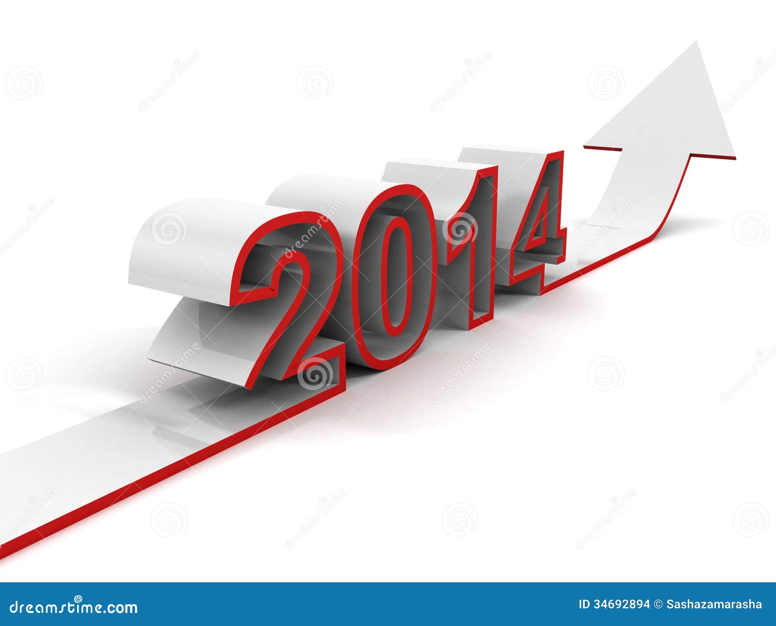 Red and White Success 3D Arrow with New Year 2014 Pointing Up Stock ...