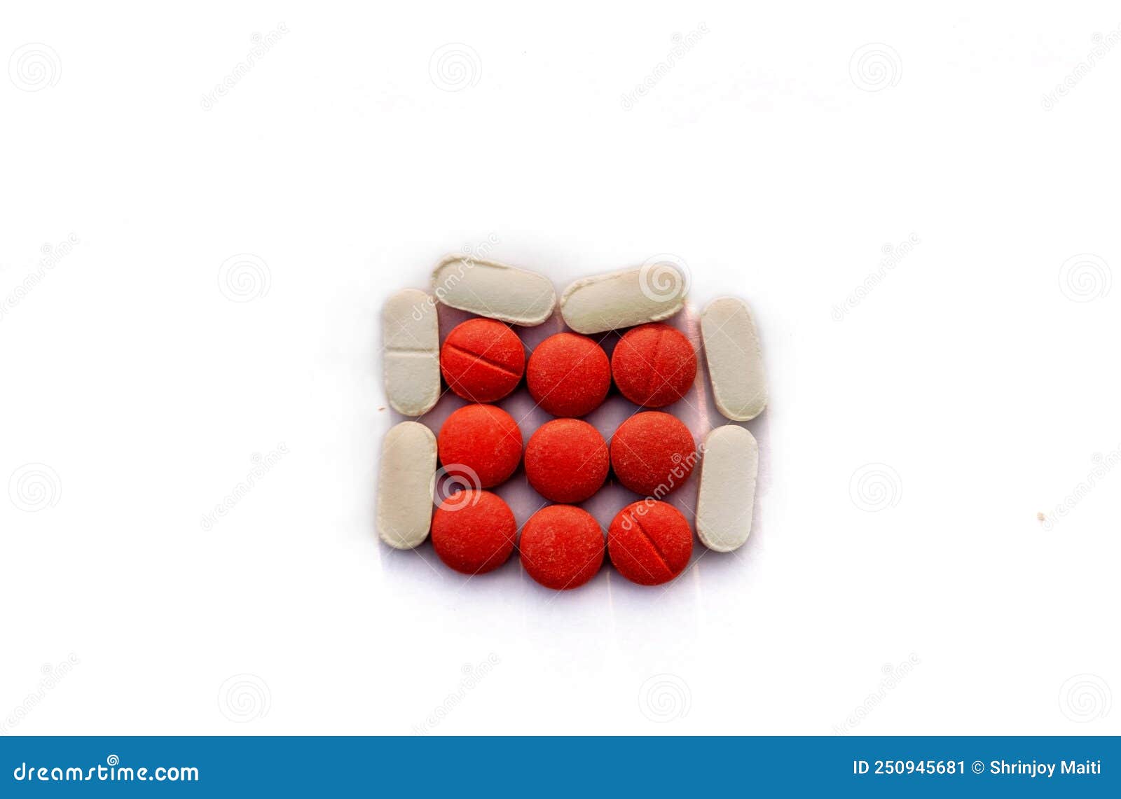 Red and White Tablet Medicines Arranged in a Square Shape Stock Image ...