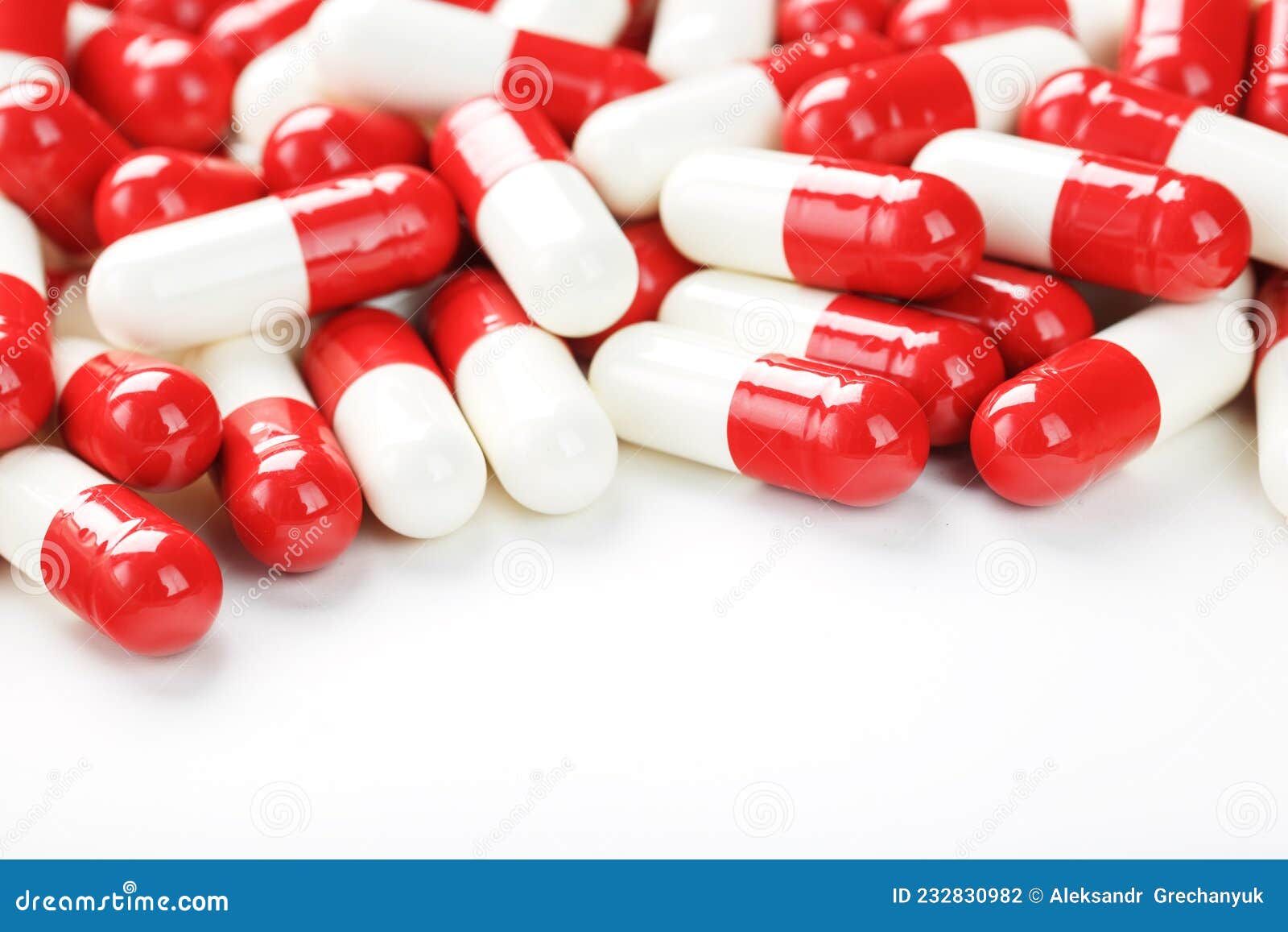 Red and White Tablets on a White Background with Free Space. Stock ...