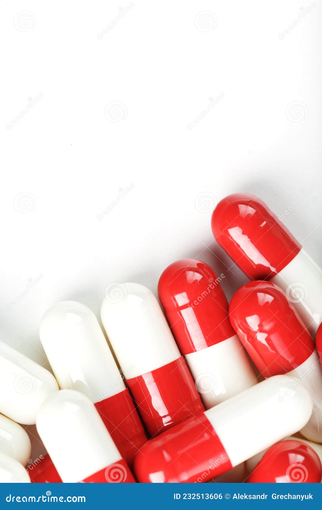 Red and White Tablets on a White Background with Free Space. Stock ...