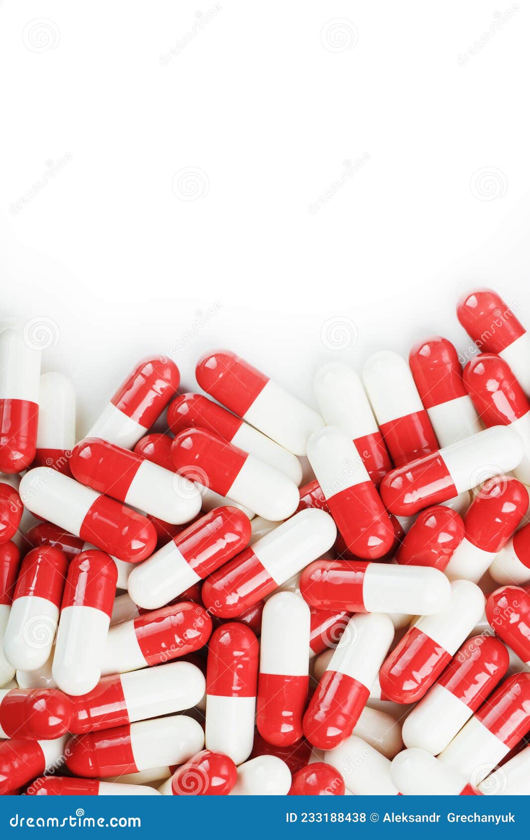 Red and White Tablets on a White Background with Free Space. Stock ...
