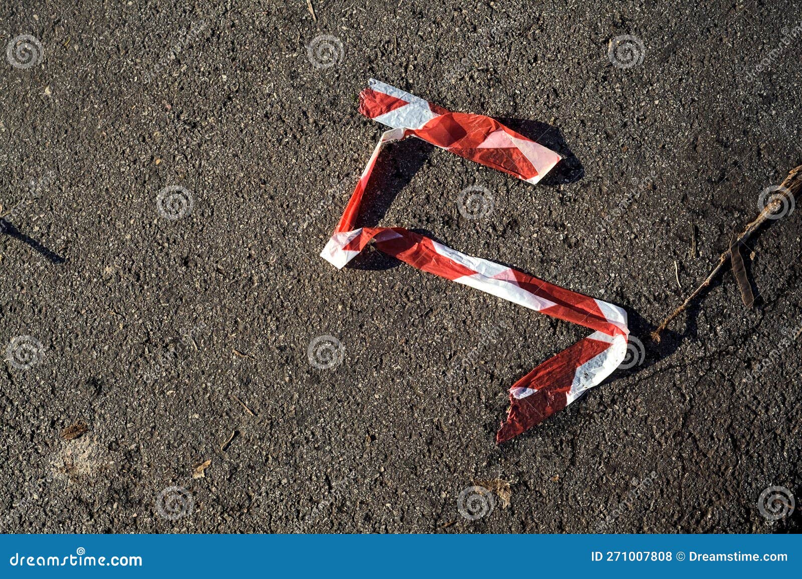 Red and White Tape on the Ground Seen Up Close Stock Photo - Image of ...