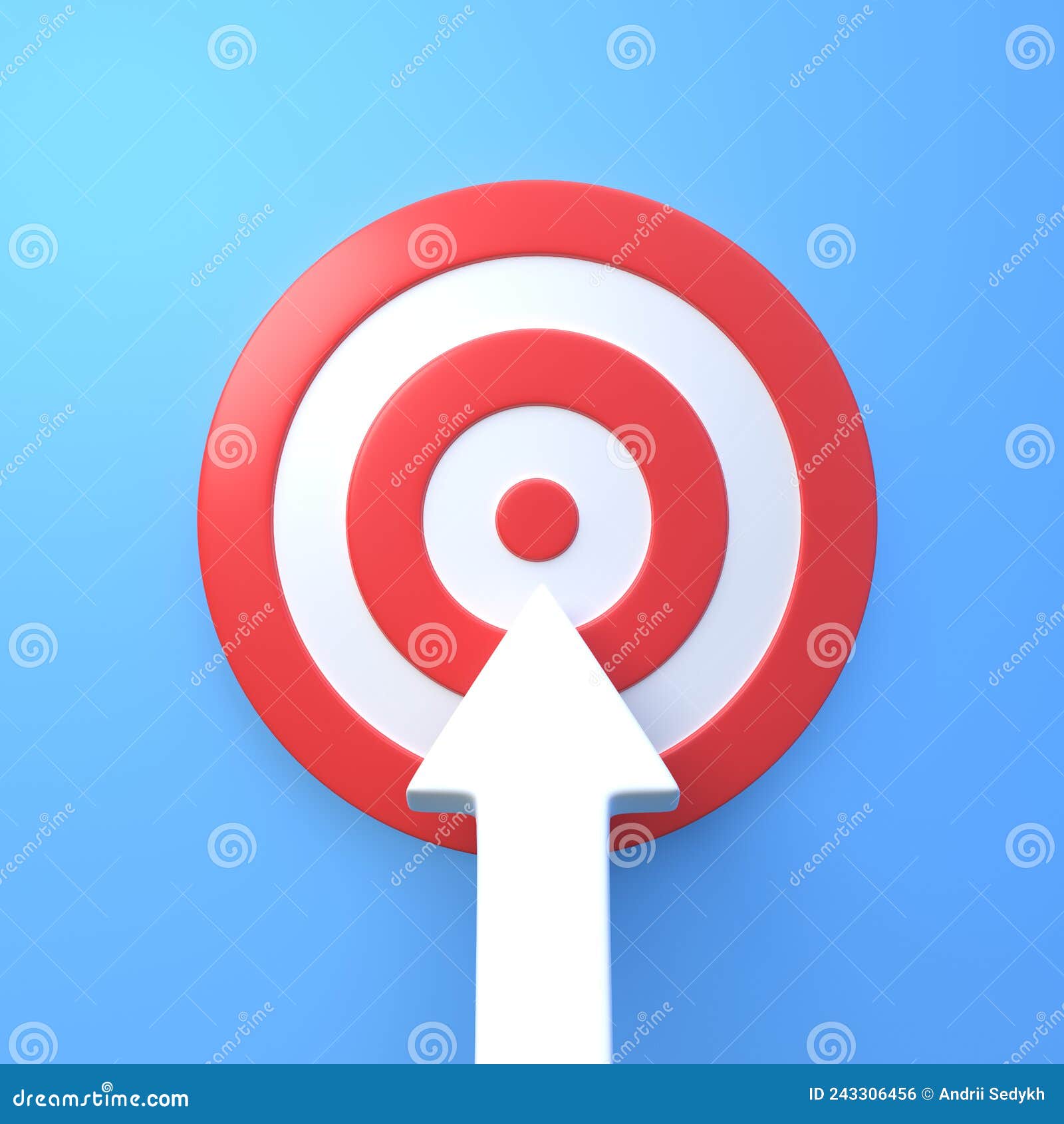 Red and White Target with an Arrow on a Blue Background Stock ...