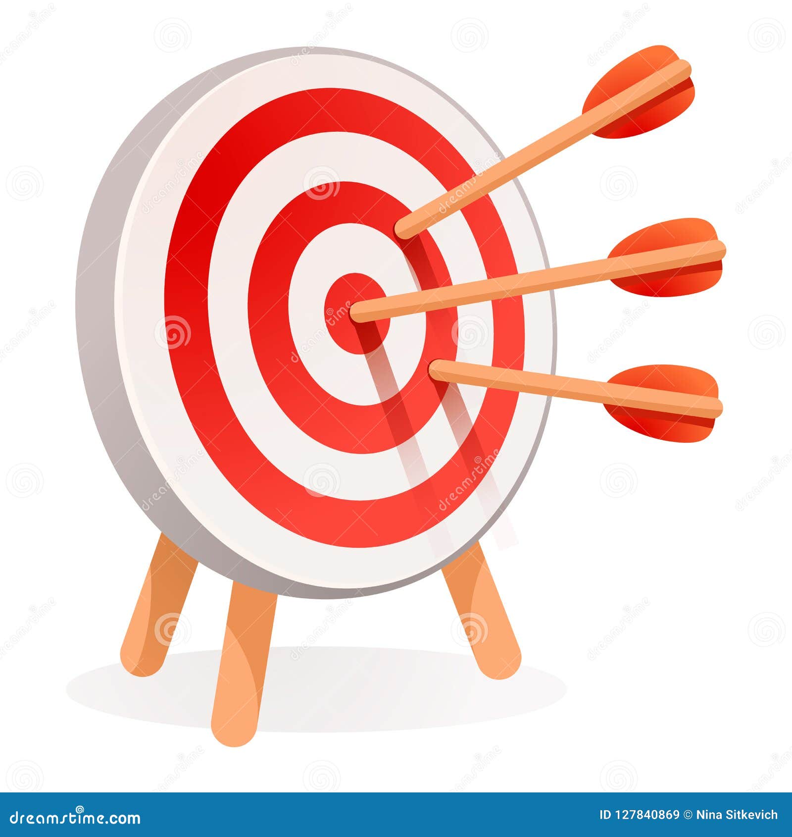 Red White Target Icon, Cartoon Style Stock Illustration - Illustration ...