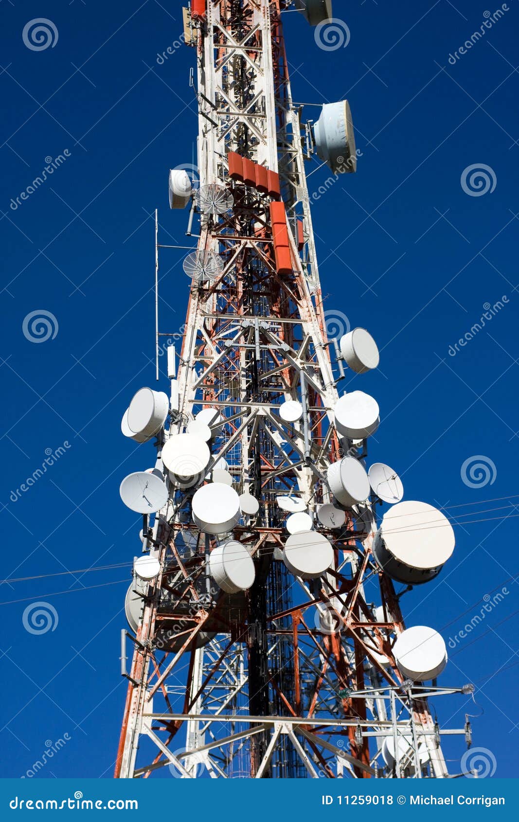 Red and White Telecom Mast stock photo. Image of radio - 11259018