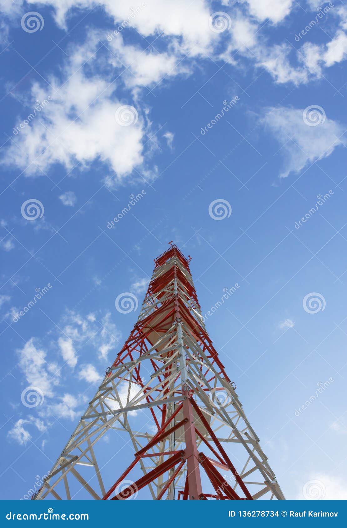 A Red White Telecommunications Tower. Stock Photo - Image of telecom ...