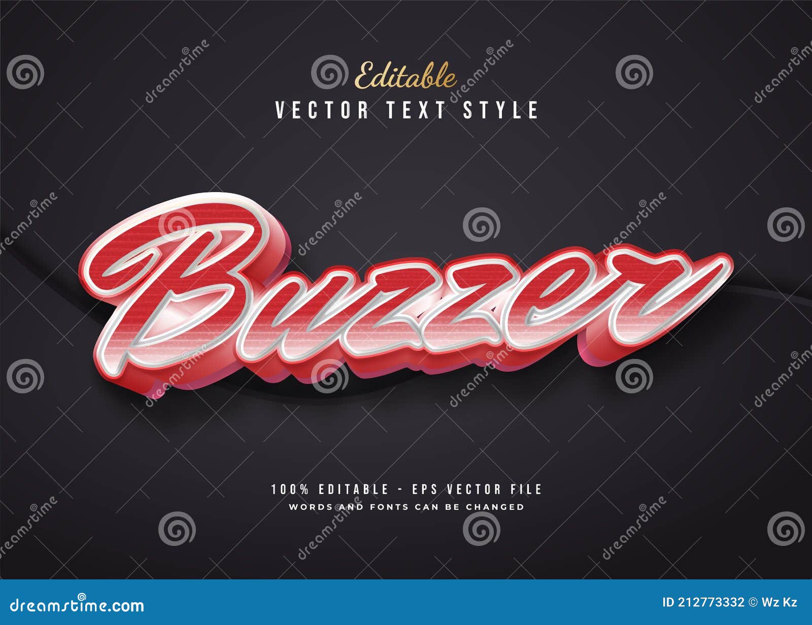 Red and White Text Style with Texture and Embossed Effect Stock Vector ...