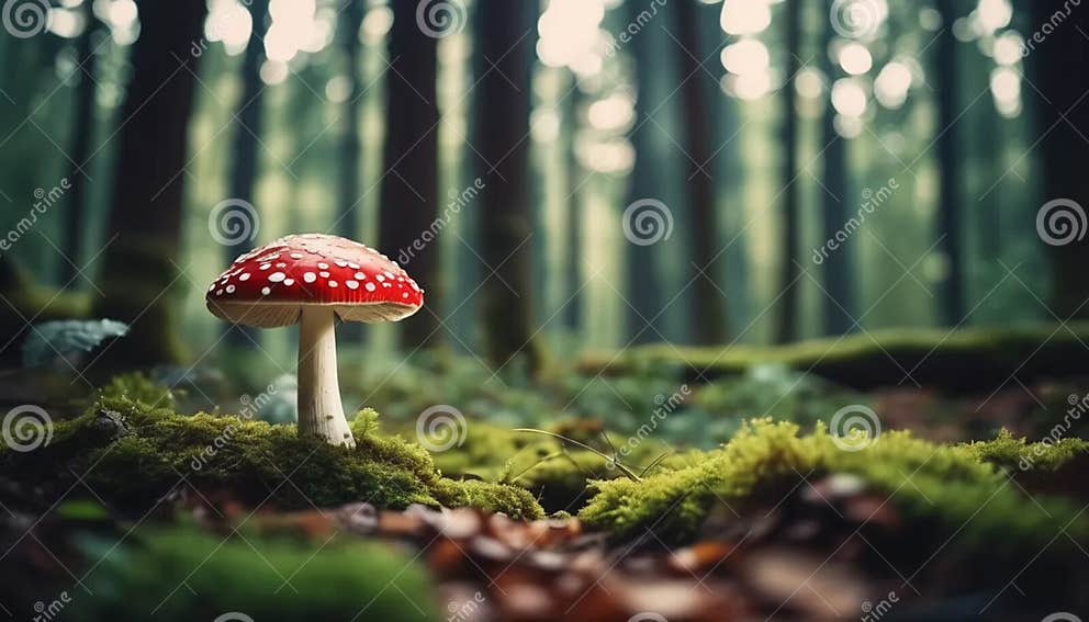 Beautiful Toadstool in the Forest Stock Illustration - Illustration of ...