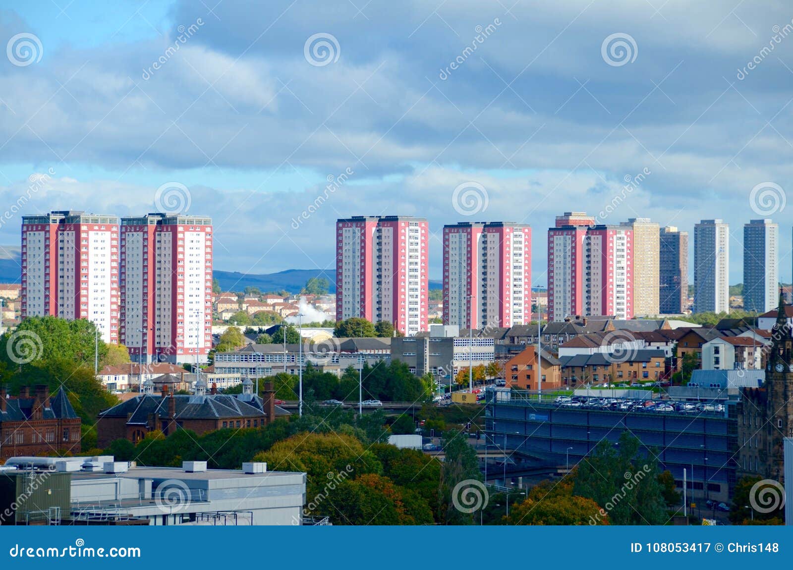 Glasgow tower blocks stock image. Image of scotland - 108053417