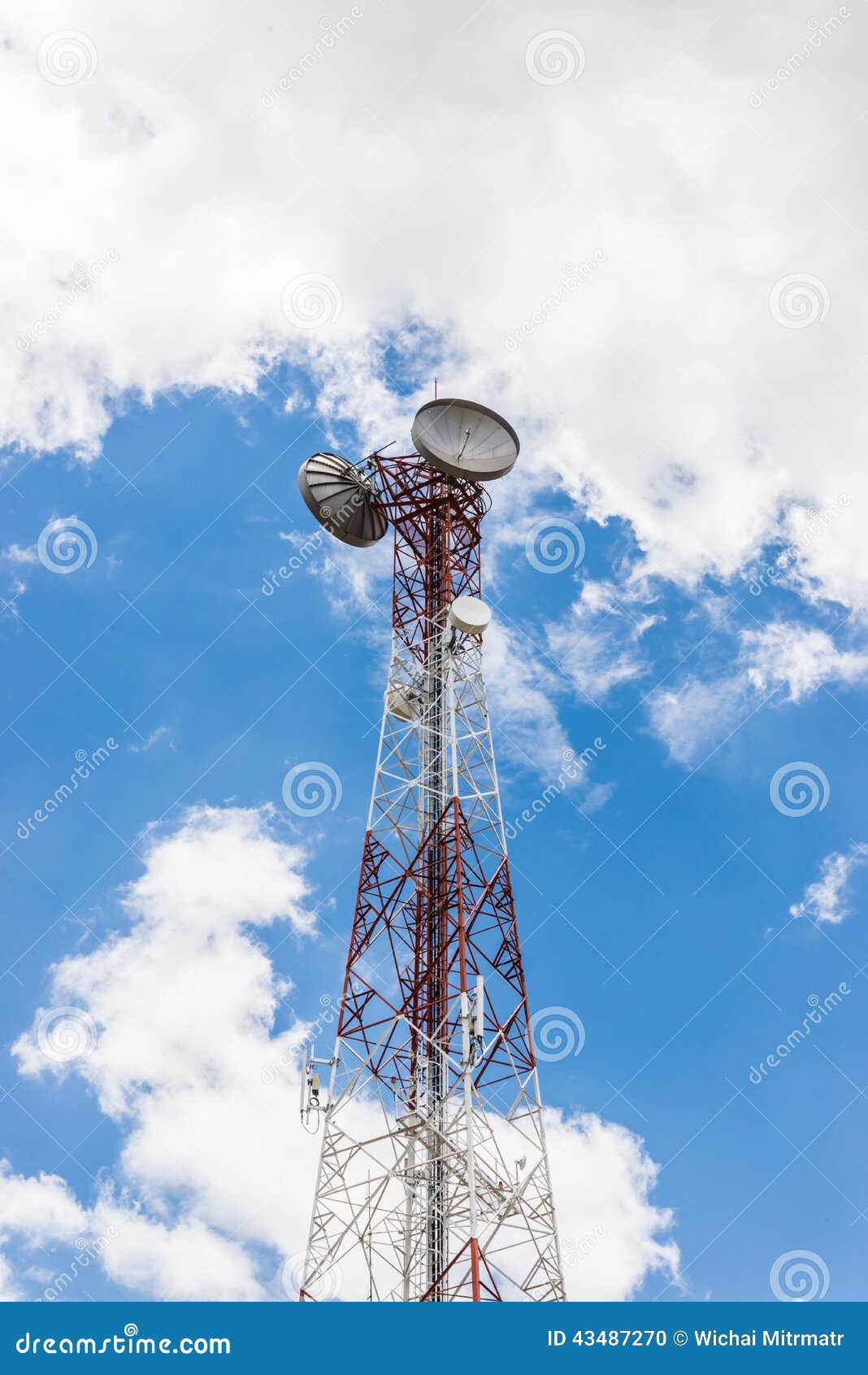 Red and White Tower of Communications with a Lot of Different an Stock ...