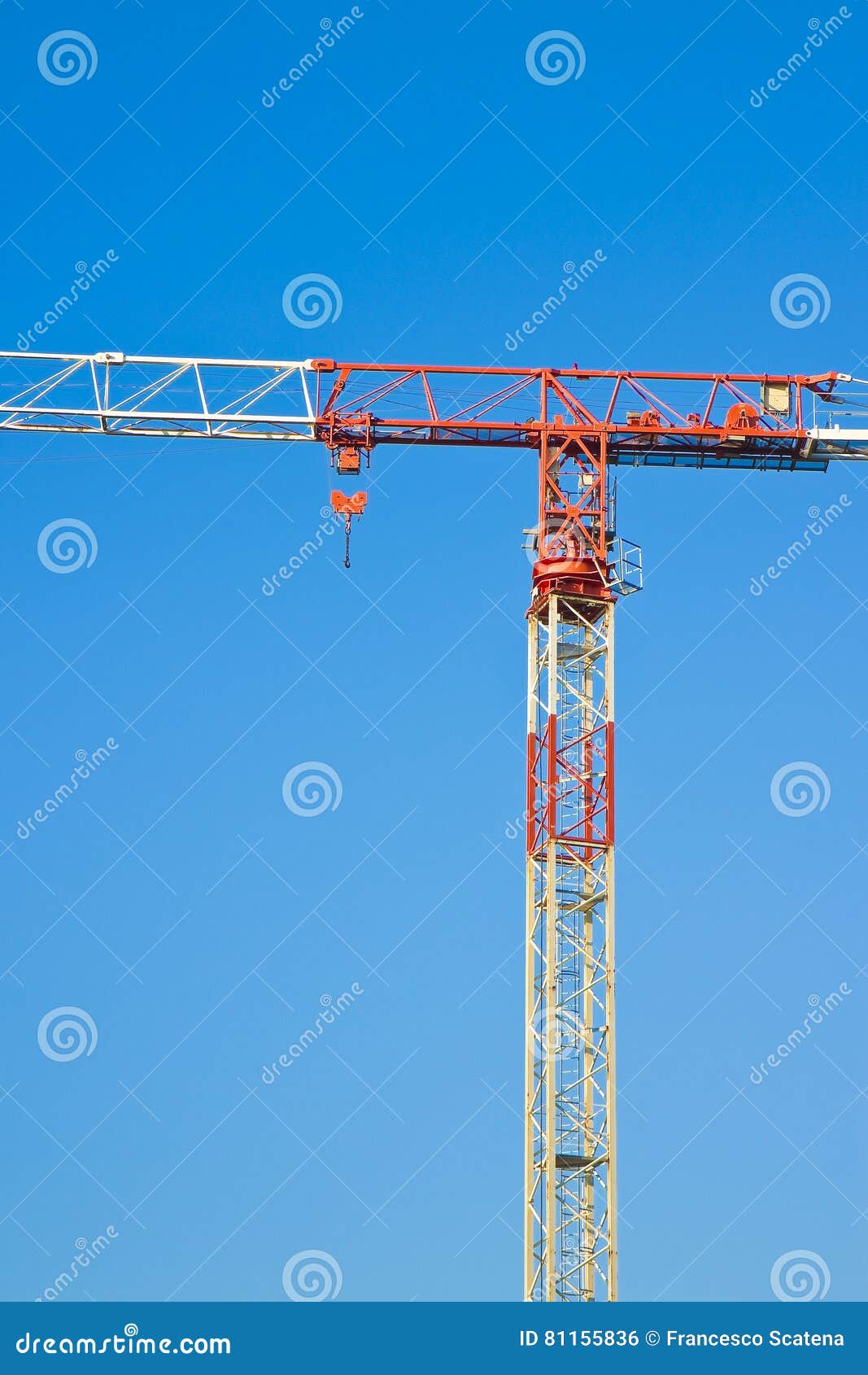 Red and White Tower Crane in a Blue Background Stock Photo - Image of ...