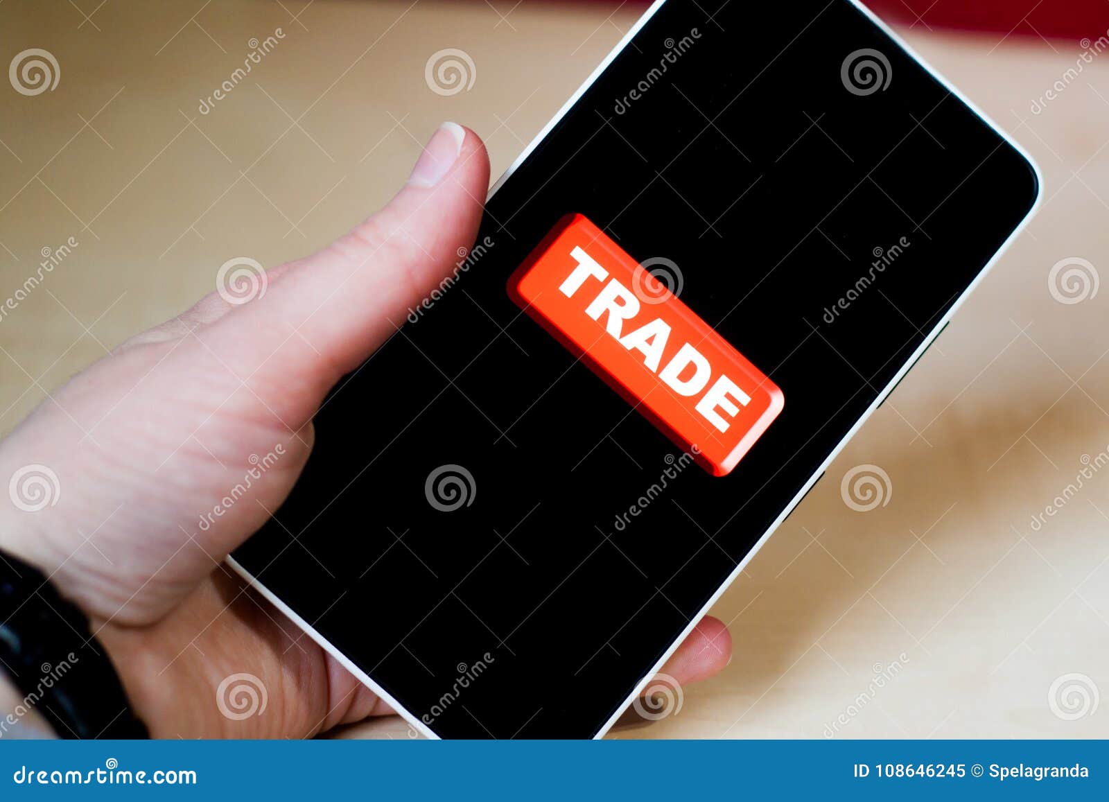Trade Button on a Black Phone Screen Stock Image - Image of gadget ...