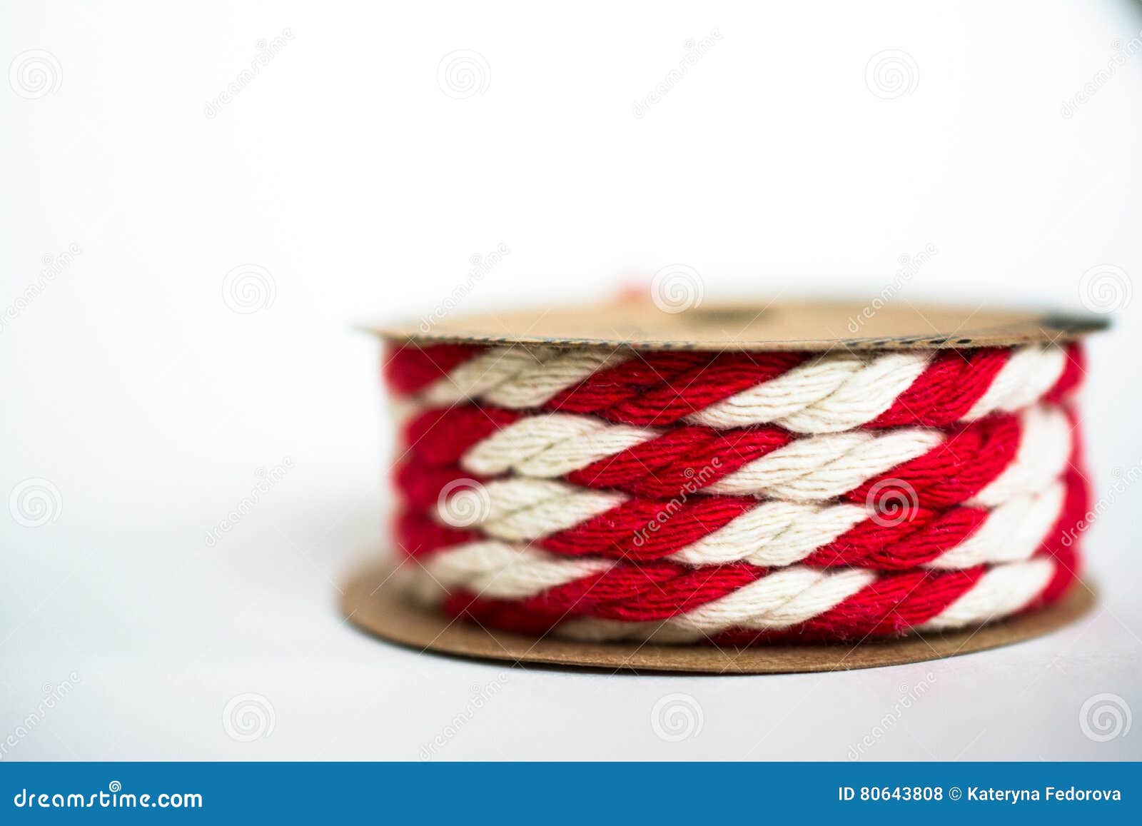 Red/White Twine Ribbon on White Background Stock Photo - Image of roll ...