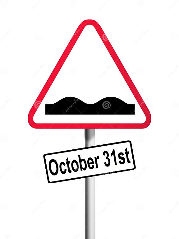 Red and White UK Triangular Road Sign with a Brexit Bumpy Road Ahead ...