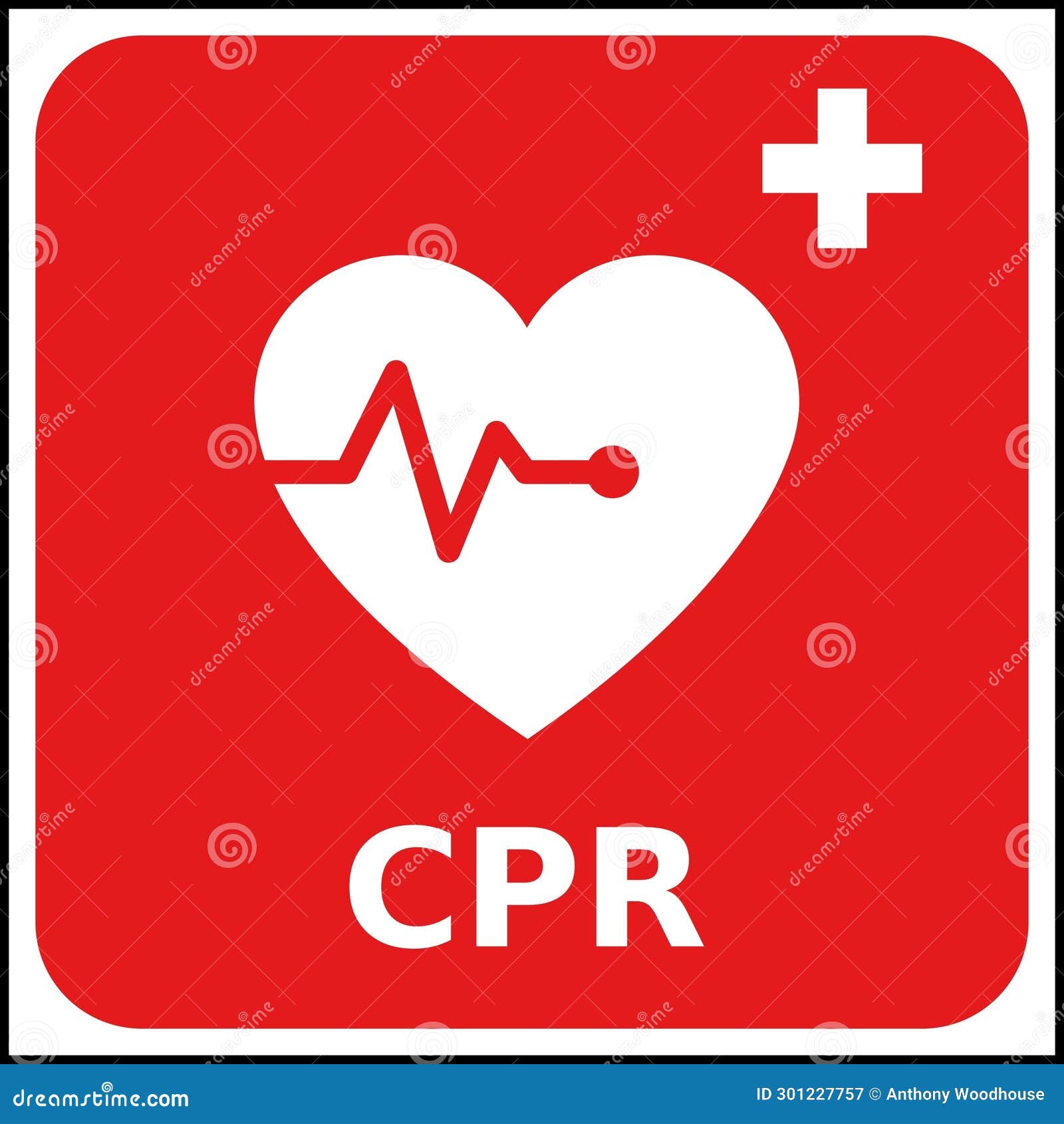 Red and White Vector Graphic of a CPR AED Indicating a Defibrillator ...