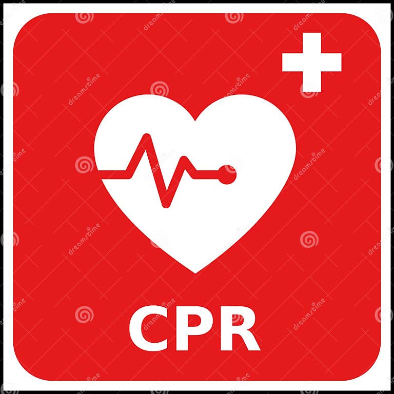 Red and White Vector Graphic of a CPR AED Indicating a Defibrillator ...