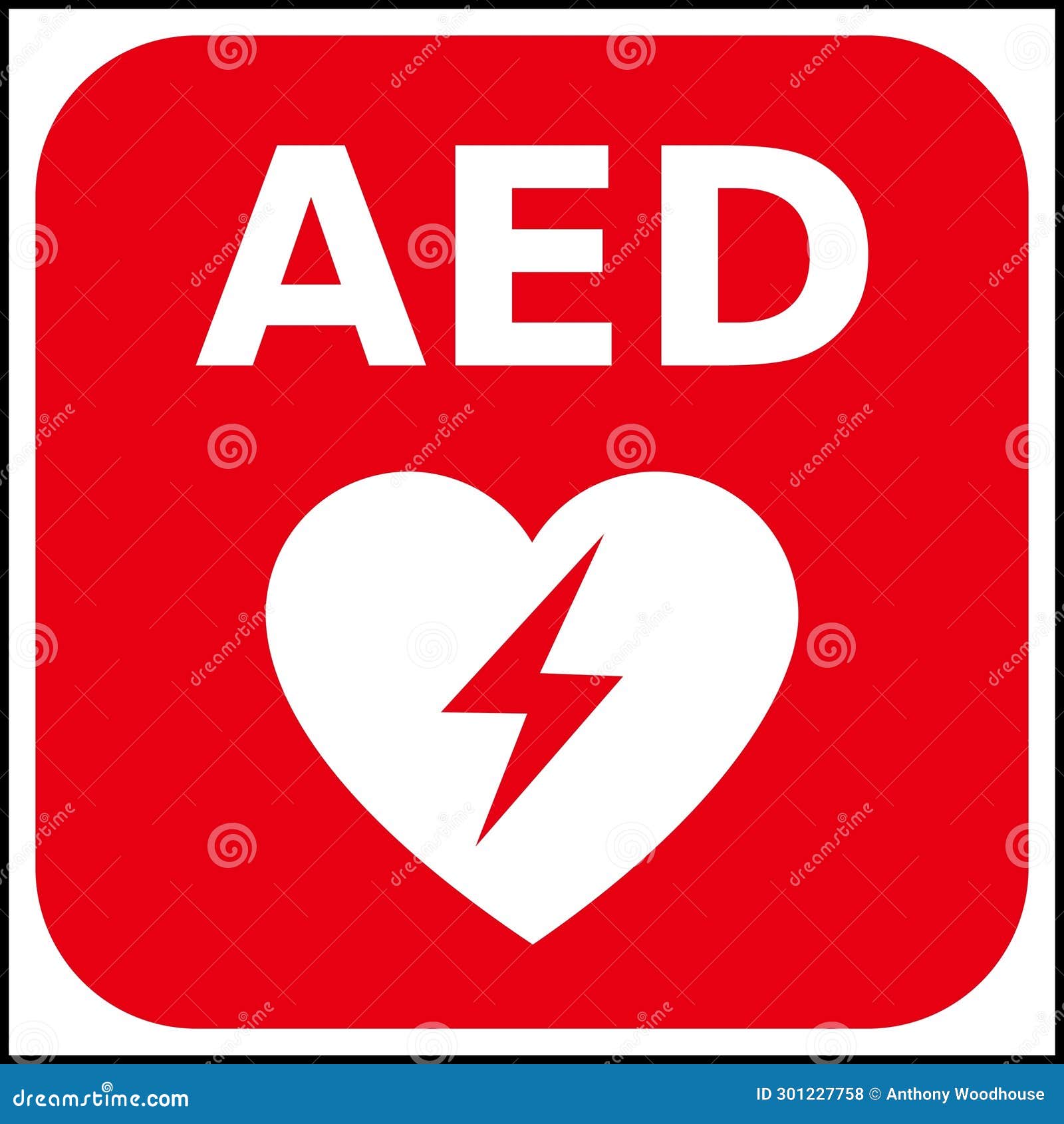 Red and White Vector Graphic of a CPR AED Indicating a Defibrillator ...