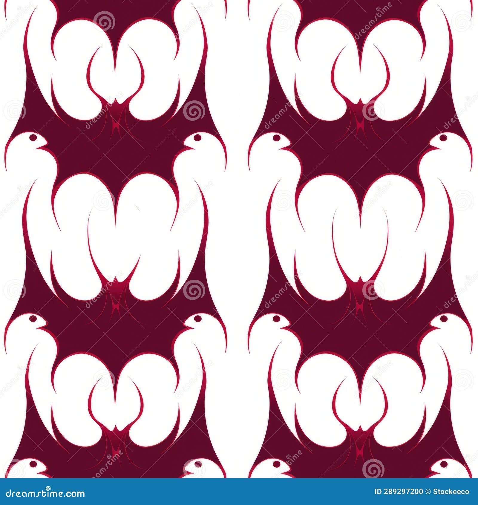 Red and White Vector Pattern with Fluid Organic Bird Wings Stock ...