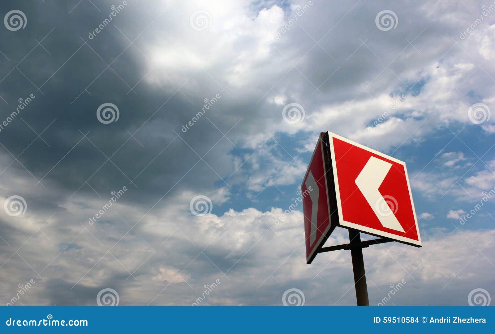 Red and White Warning Arrow on Cloudy Sky Background Stock Photo ...