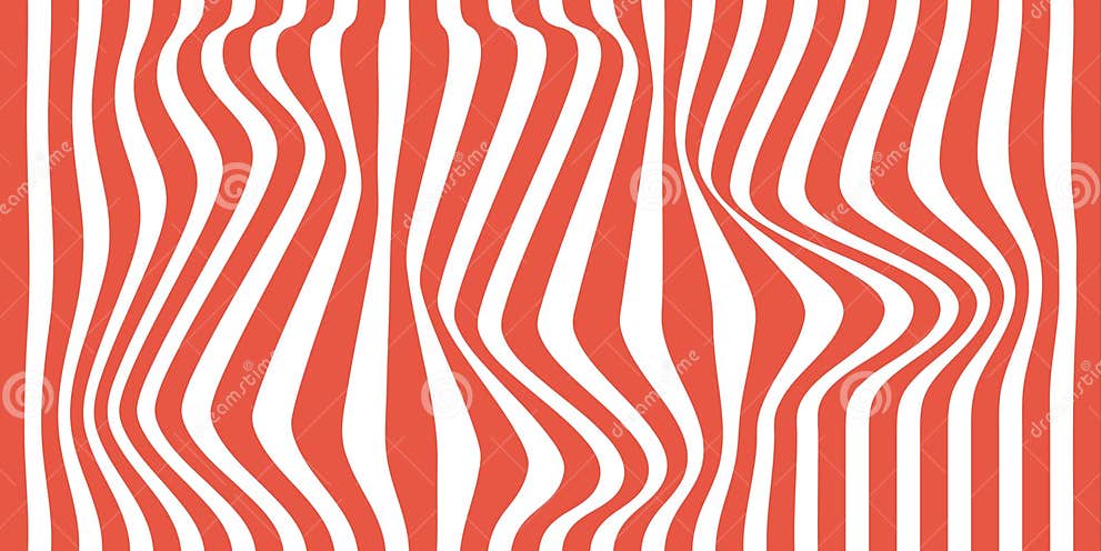 Red and White Wavy Lines Creating Optical Illusion Effects Stock ...
