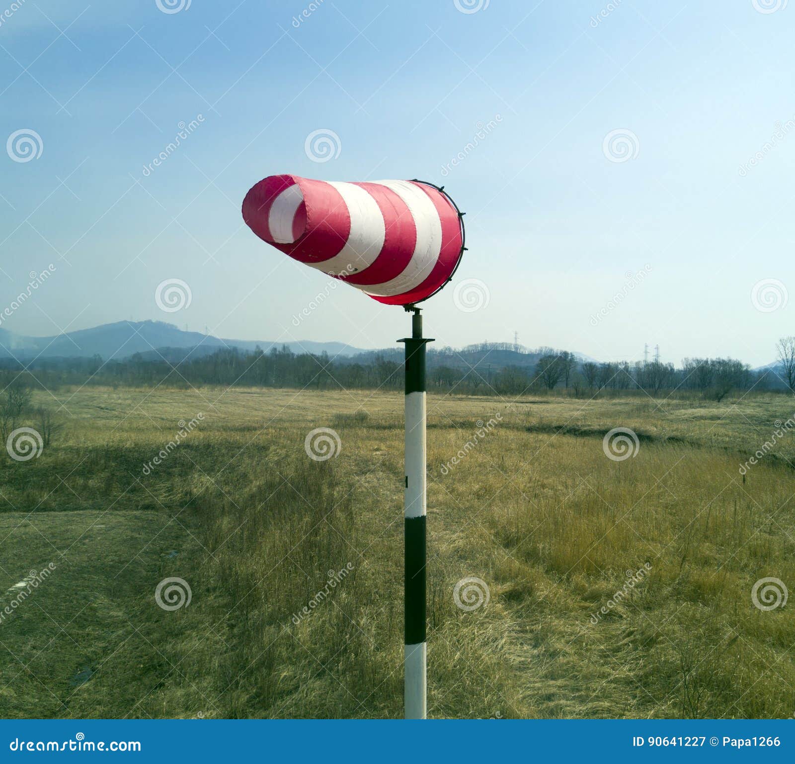 Red-white Windsock Indicating Wind Stock Image - Image of sock, text ...