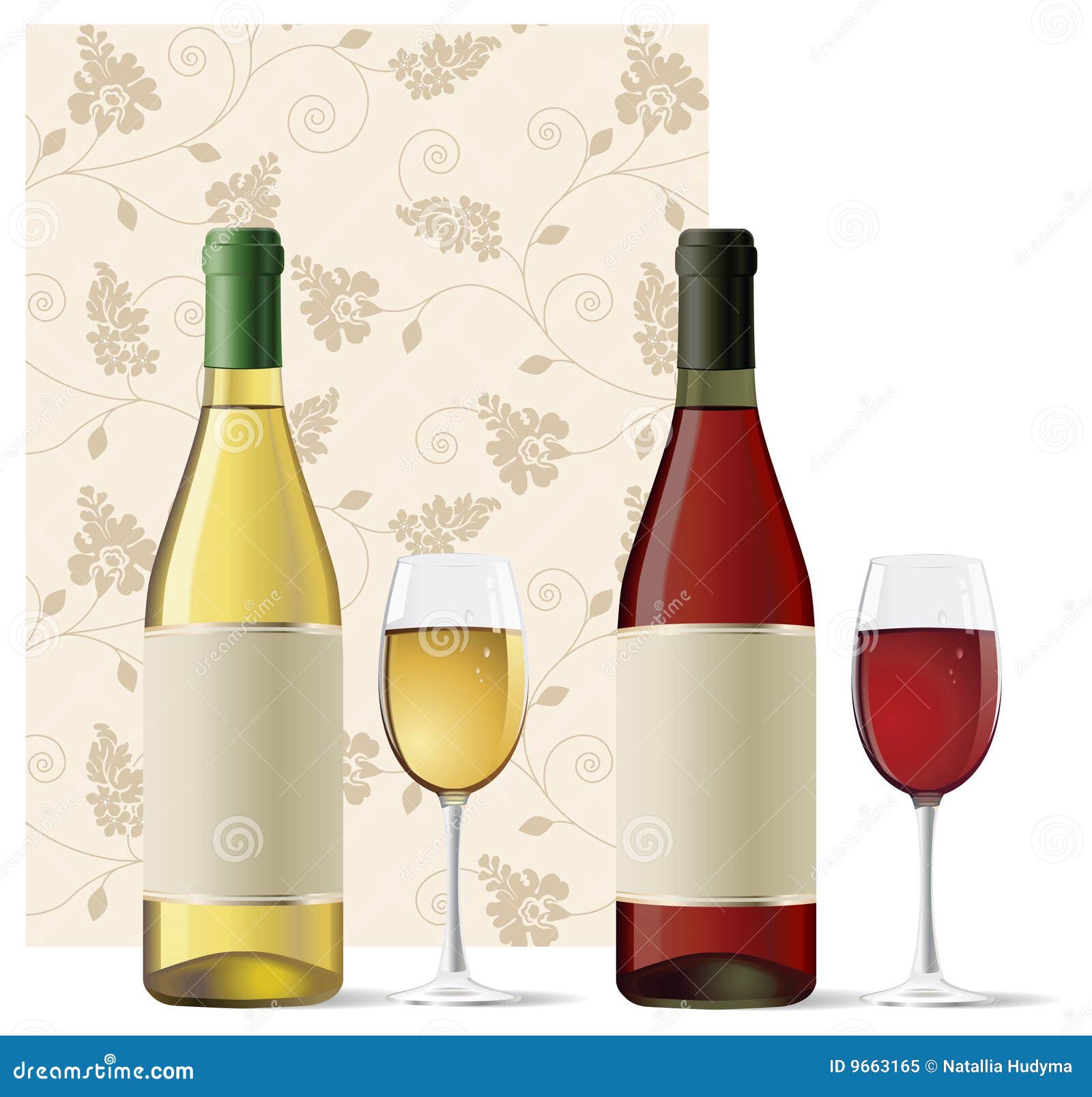 Red and White Wine stock vector. Illustration of wineglass - 9663165